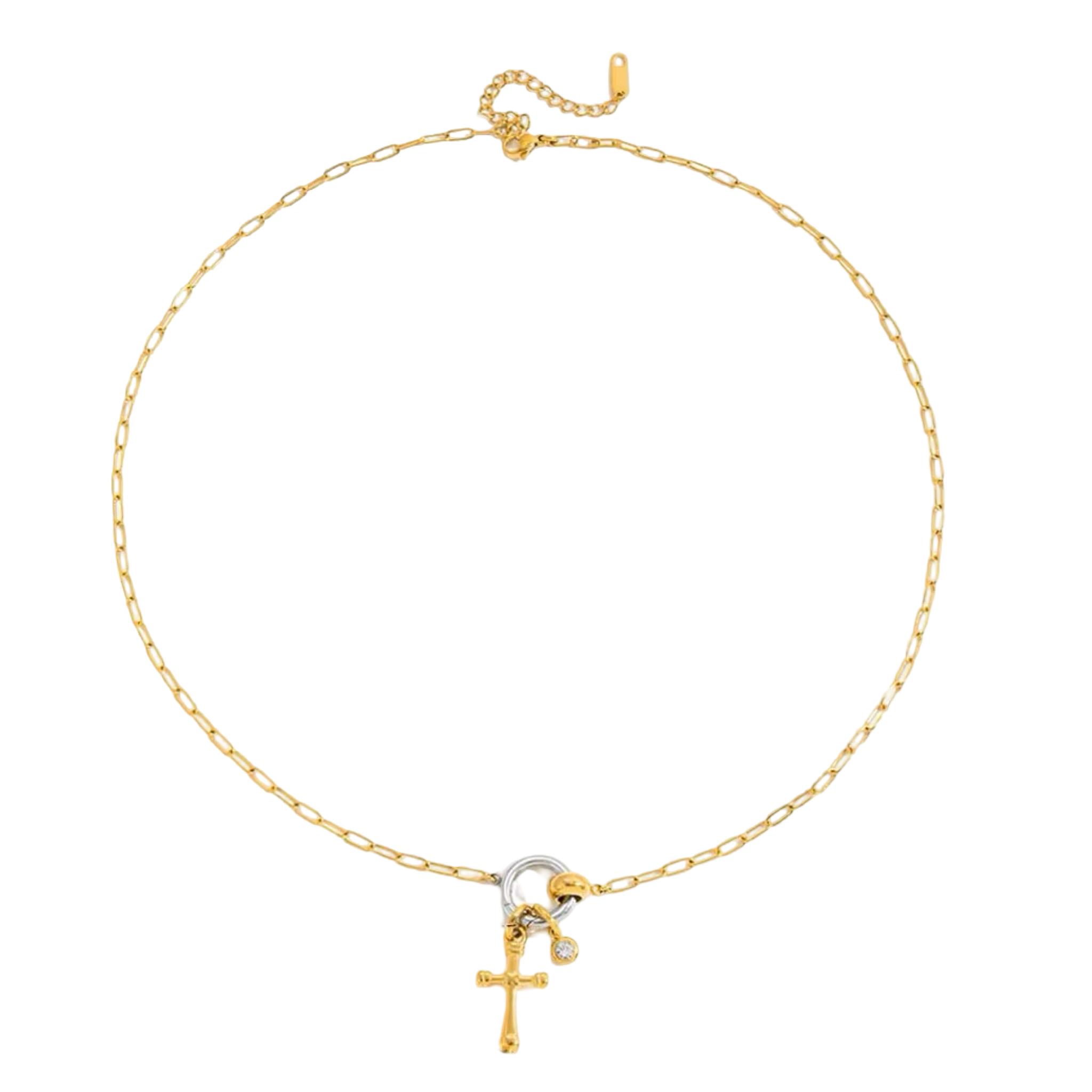 ESME GOLD & SILVER CROSS NECKLACE – Noeria Jewelry